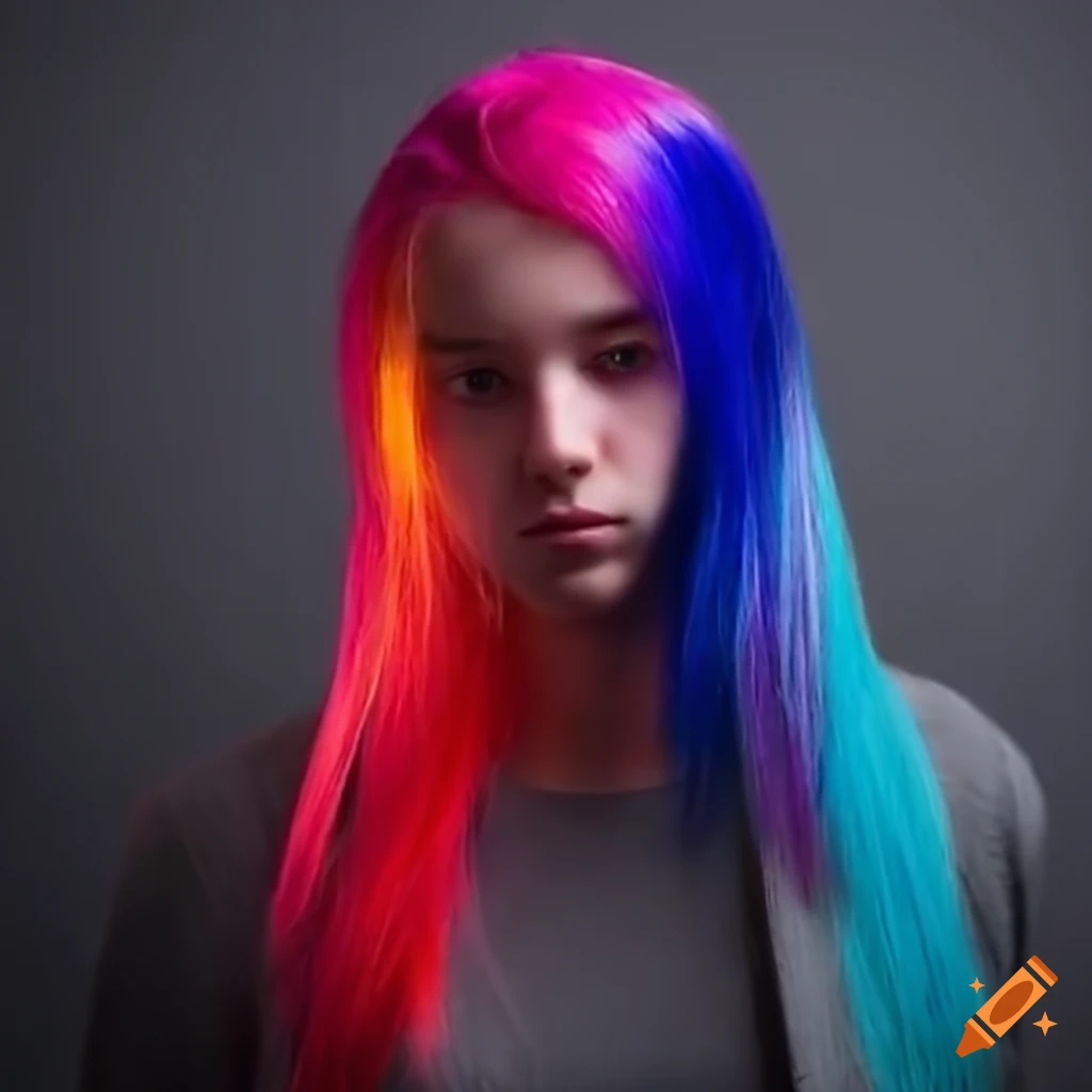Female college student with dyed hair