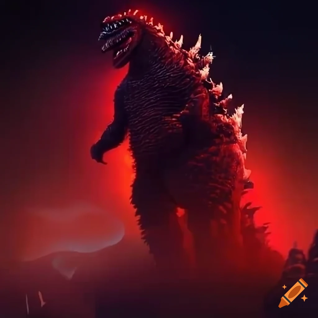 Legendary godzilla with glowing back fins and eyes in high definition ...