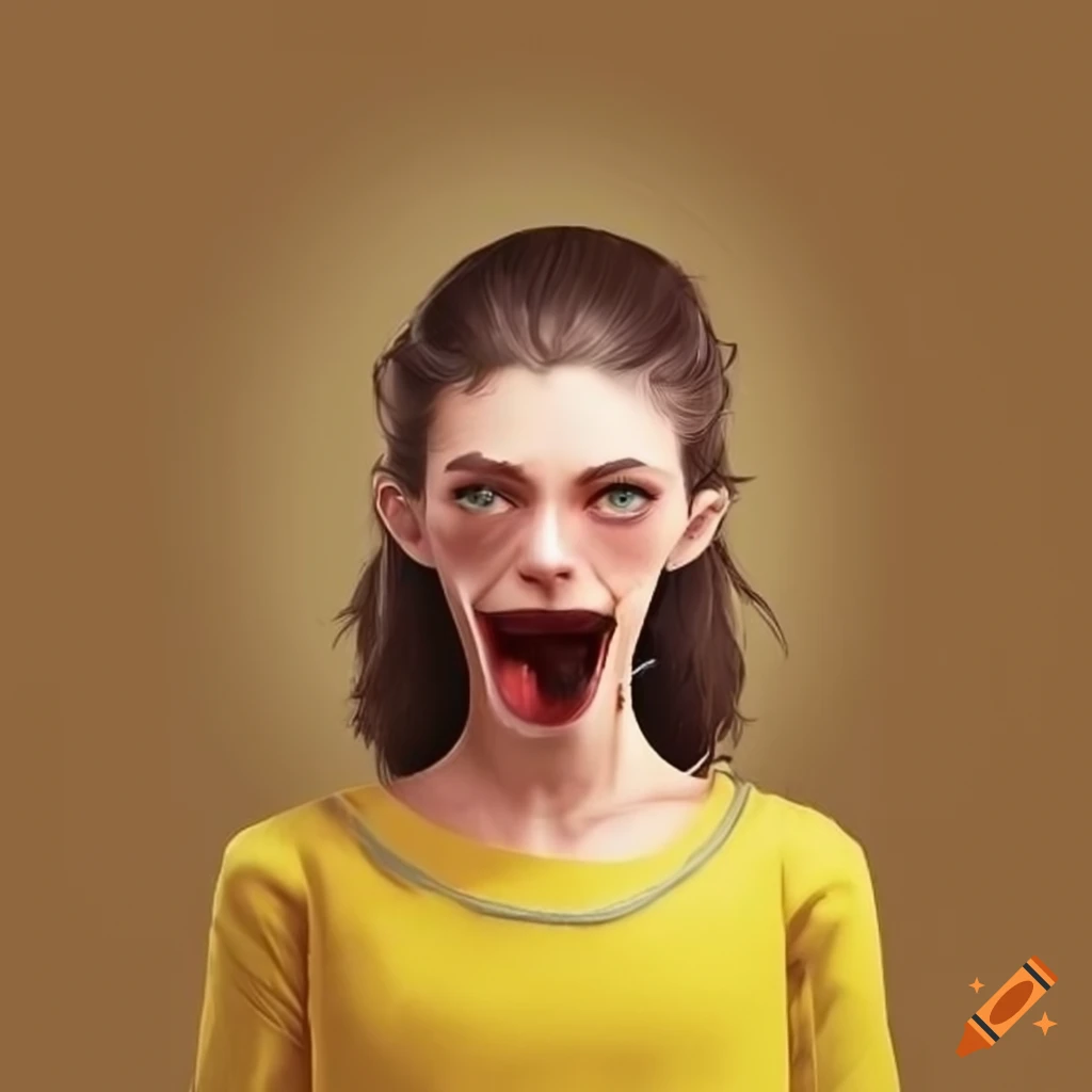 Person with a twisted mouth wearing a yellow outfit on Craiyon