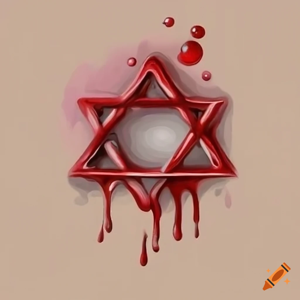 Star of david with dripping red water on Craiyon