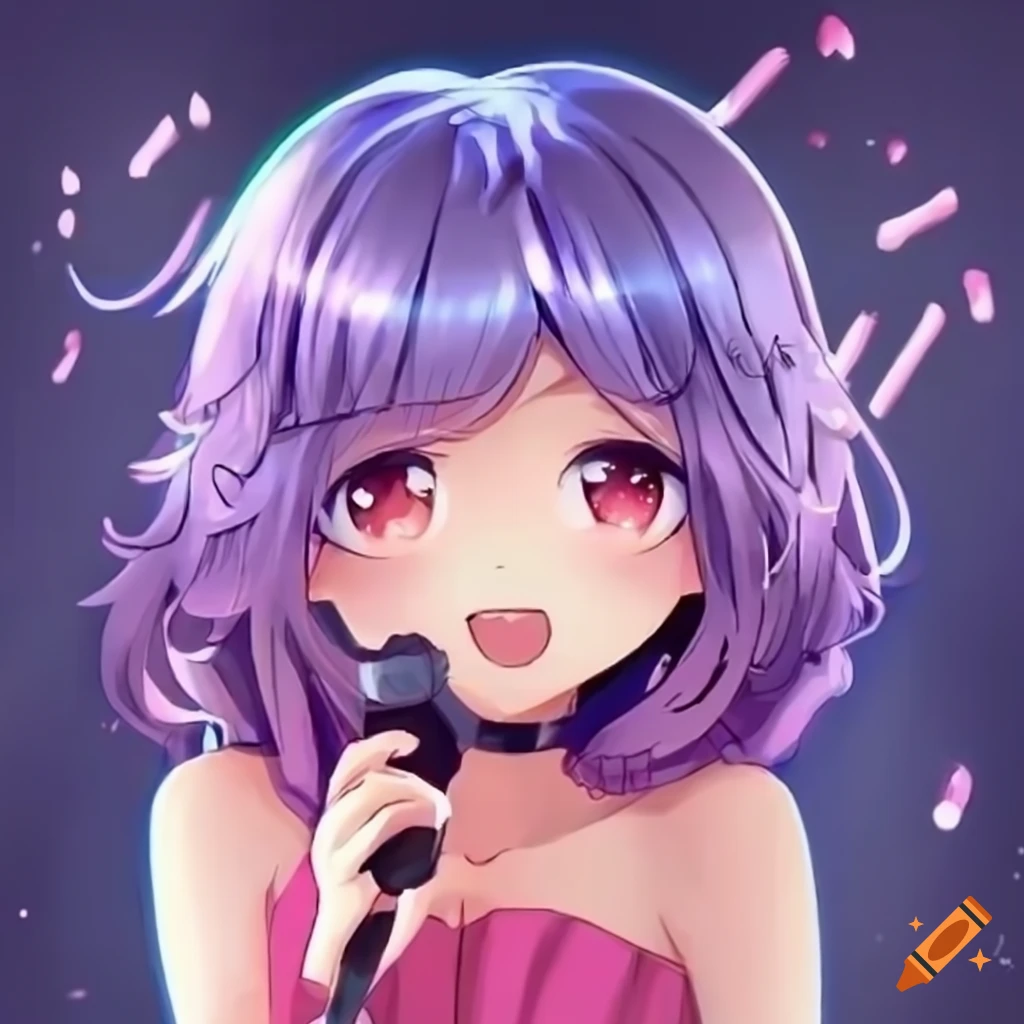 Chibi anime pop star singing