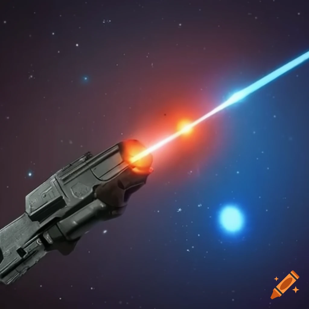 Small laser gun in a futuristic space setting on Craiyon