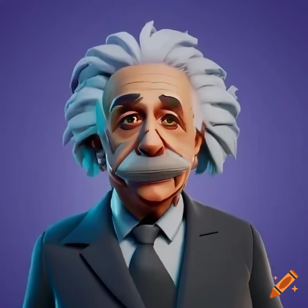 Albert Einstein character in Fortnite game on Craiyon