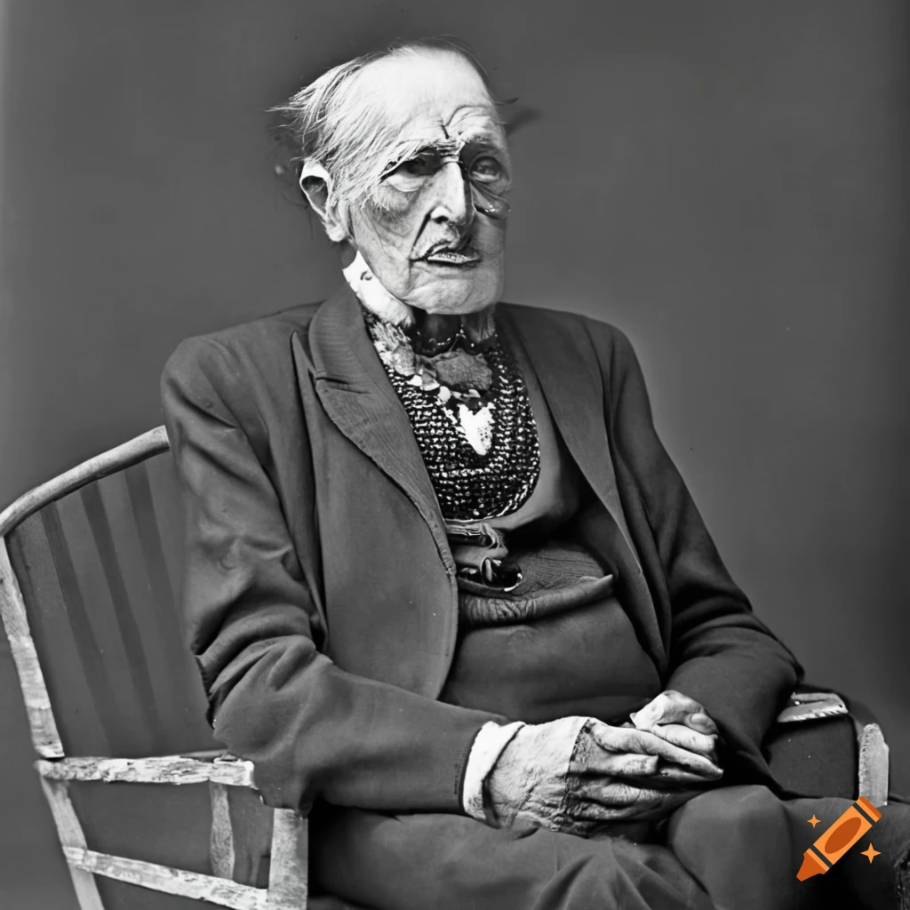 Portrait of 77 year old Clive Abott, 1800s businessman in black and ...