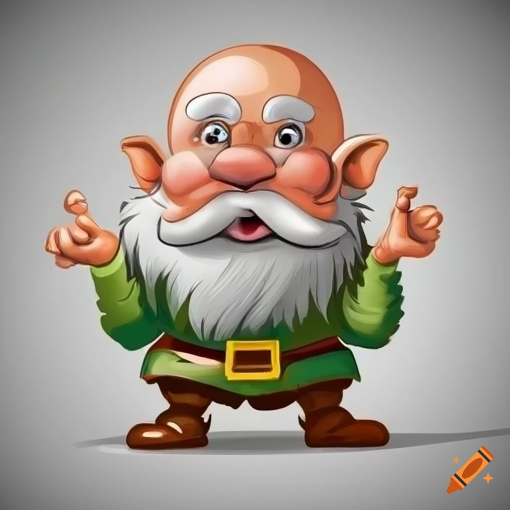 Cartoon dwarf with hand on mouth