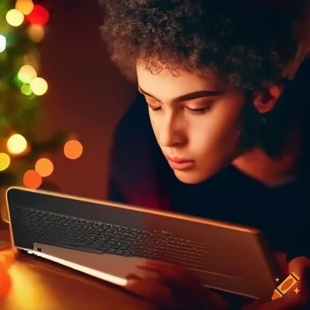 Data analytics student working under the christmas tree
