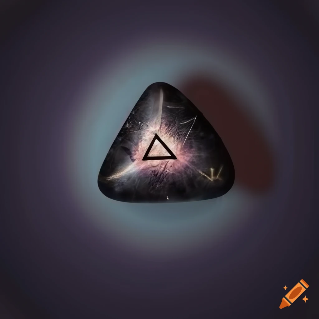 Dark quartz rune in the shape of a downward-pointing triangle with a ...
