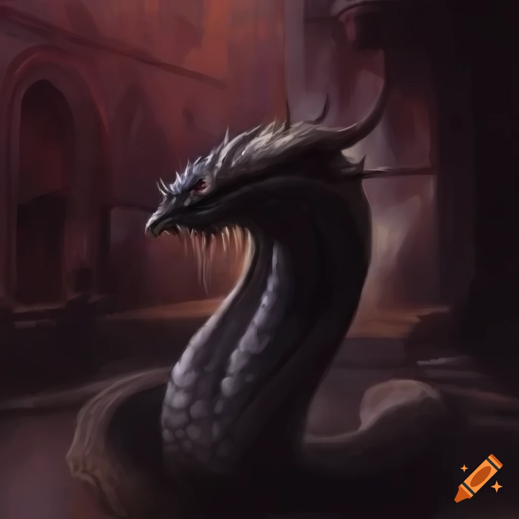 Kraul serpent artwork with black spirit serpent on Craiyon