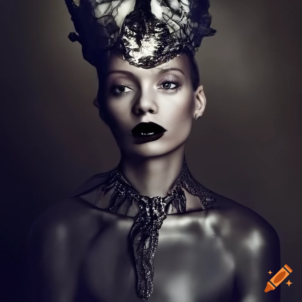 Captivating portrait of a fierce woman with striking gaze and polished ...