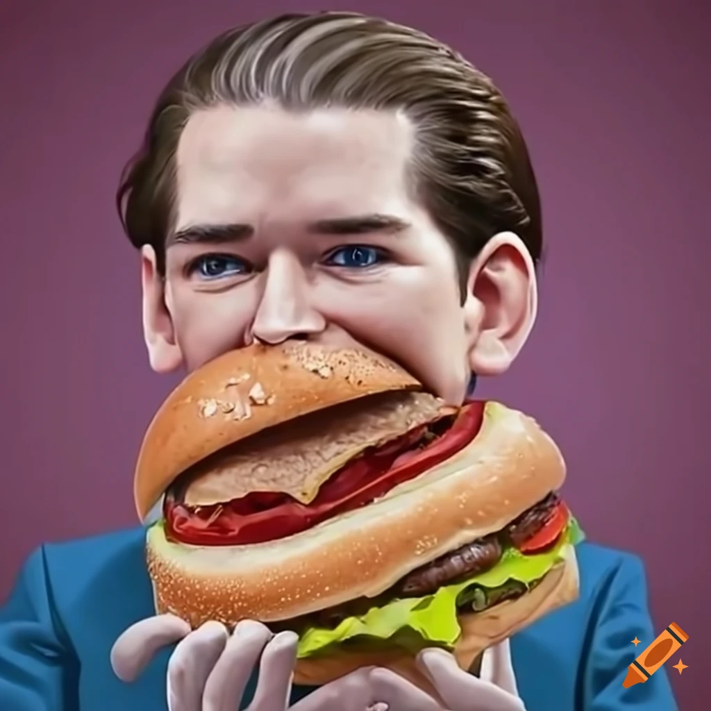 Sebastian kurz enjoying a large burger