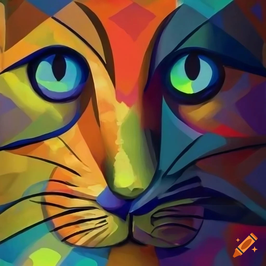 Abstract cubist cat art on Craiyon