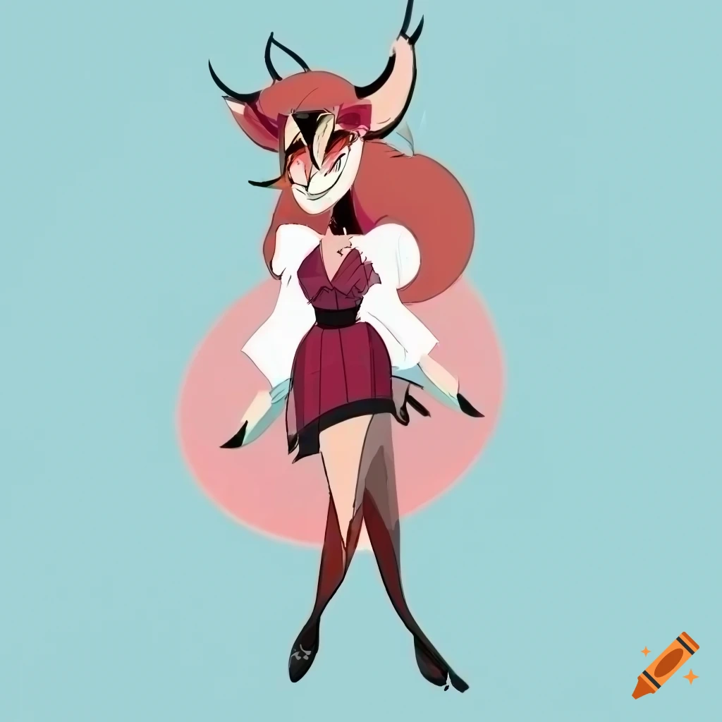 Artwork of a female deer demon in a vintage dress on Craiyon