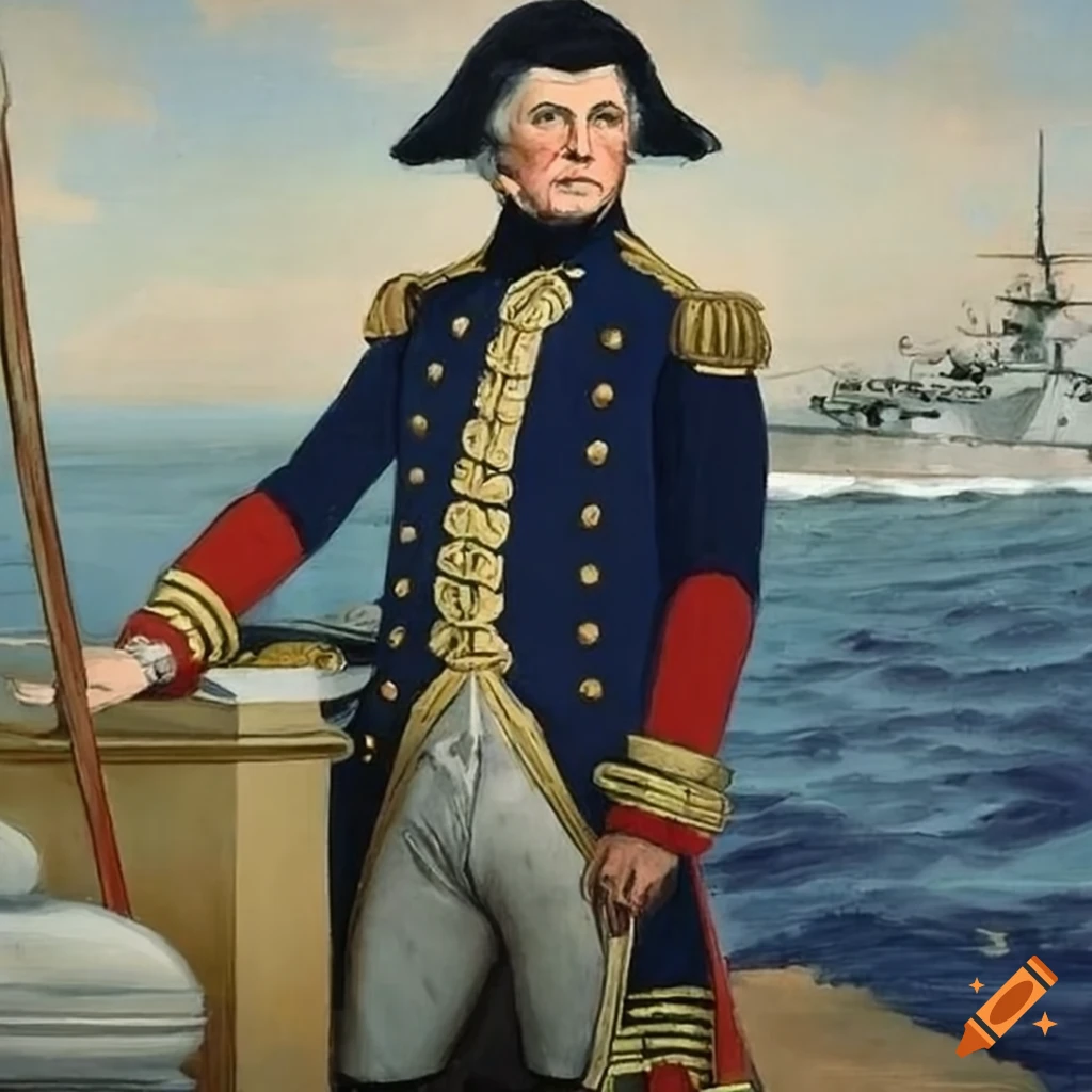 George washington next to a battleship on Craiyon