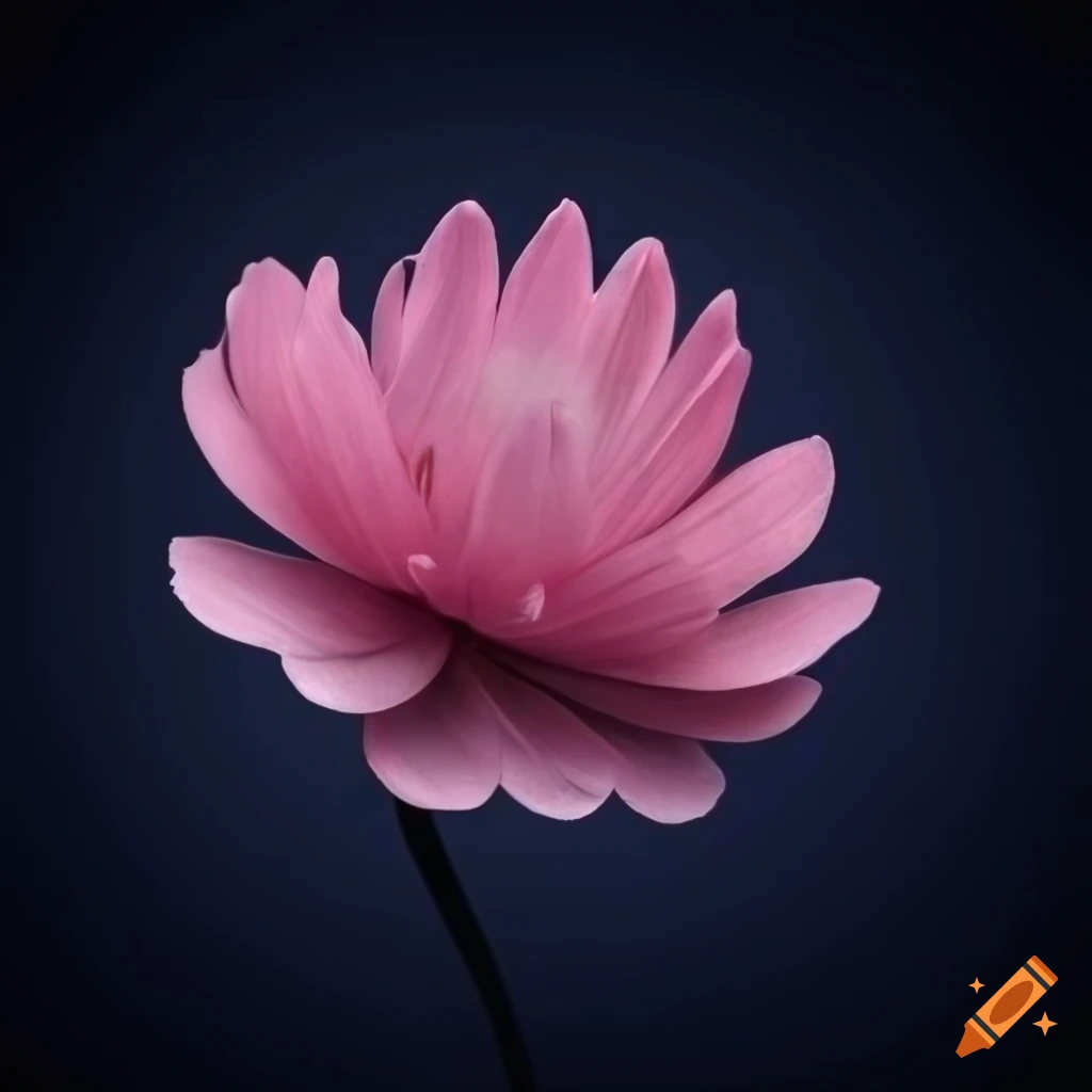 Soft pink flower on midnight blue black background