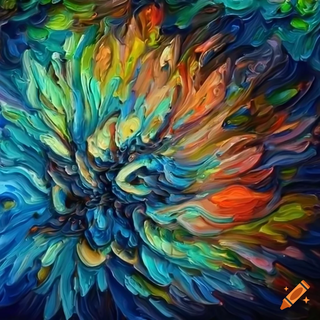 Impasto oil paint artwork with intricate coding and randomized neural ...