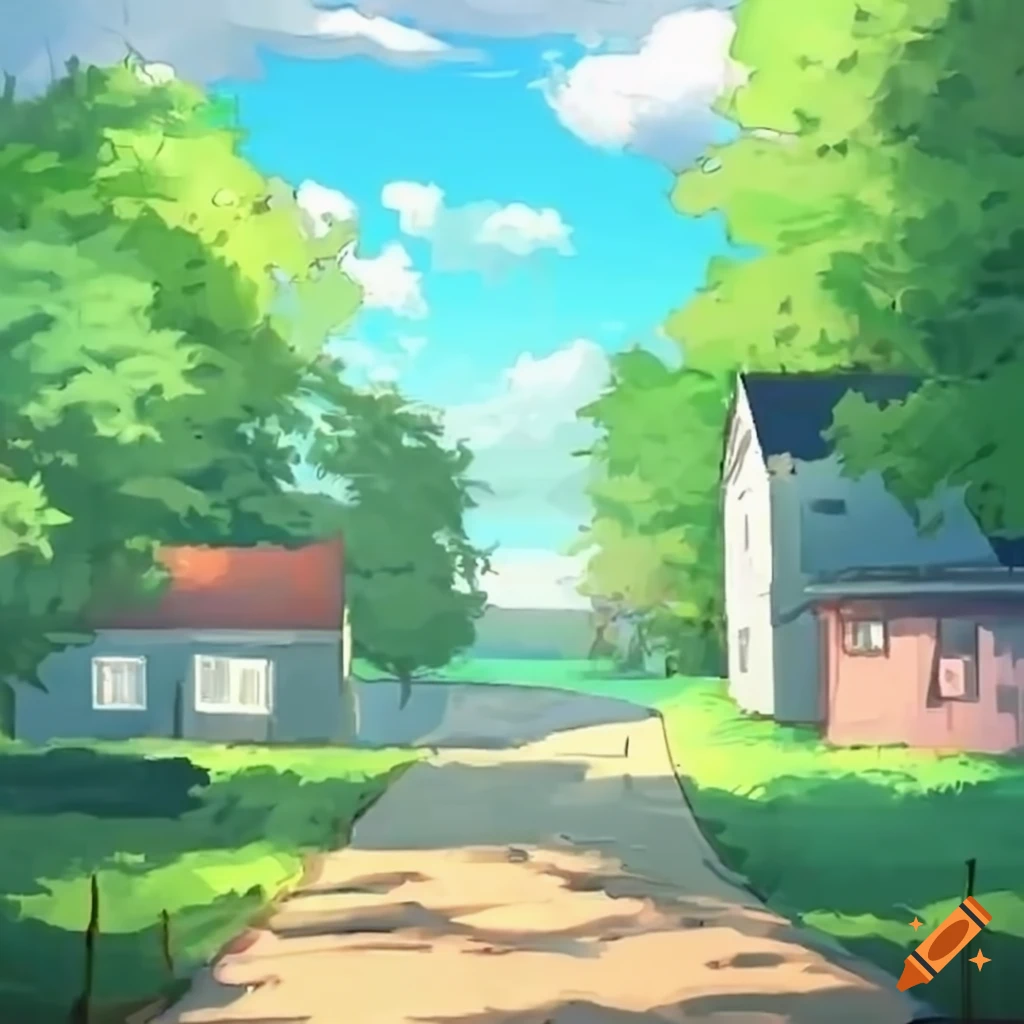 Suburban backyard in 2d illustration