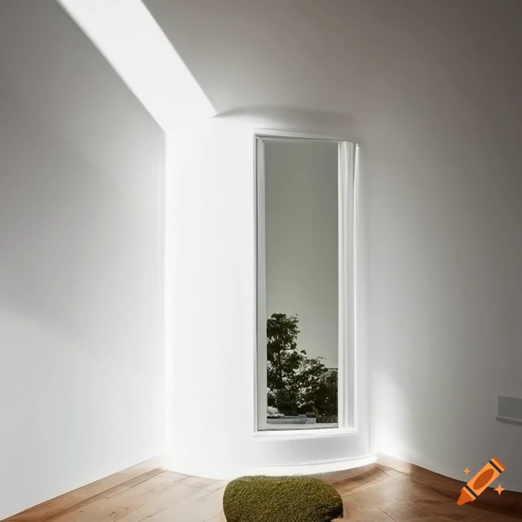 Postmodern style home with stained glass windows and moss yard on Craiyon