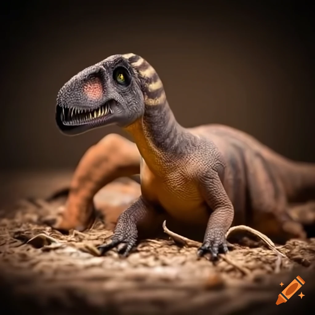 Cute hadrosaurus dinosaurs hatching in their nests