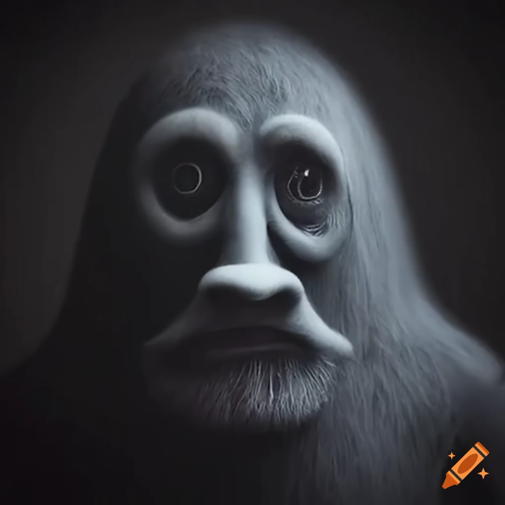 Eerie detailed portrait of the groke character appearing from the mist ...