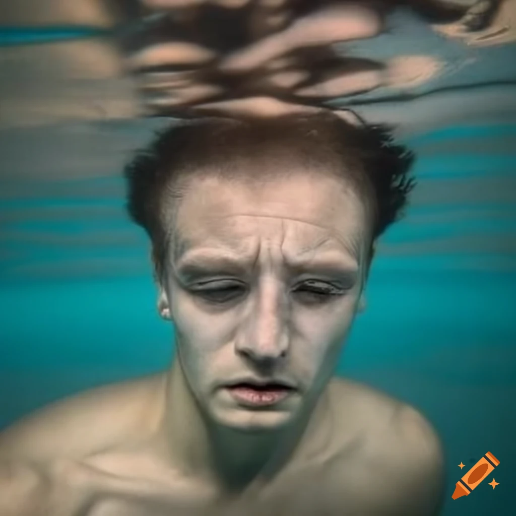 Man's face underwater in a photograph on Craiyon