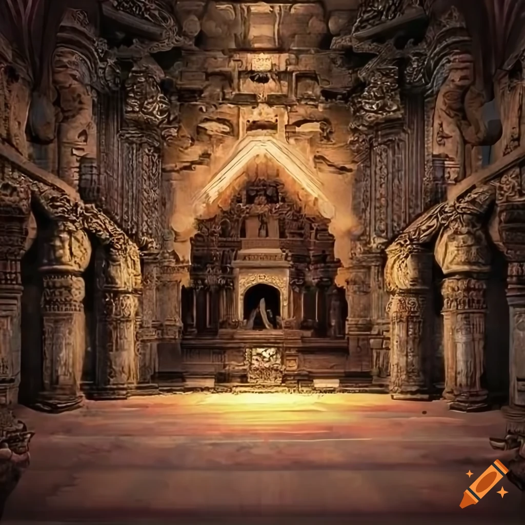 Old abandoned temple room with ancient scrolls and artifacts on Craiyon