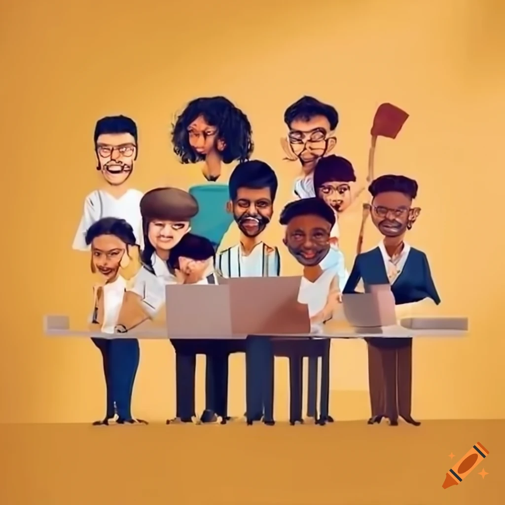 Diverse team of indian professionals working together on Craiyon