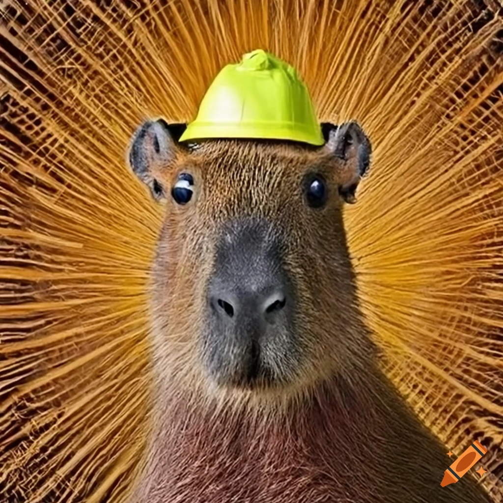 Capybara wearing a construction worker's hat on Craiyon
