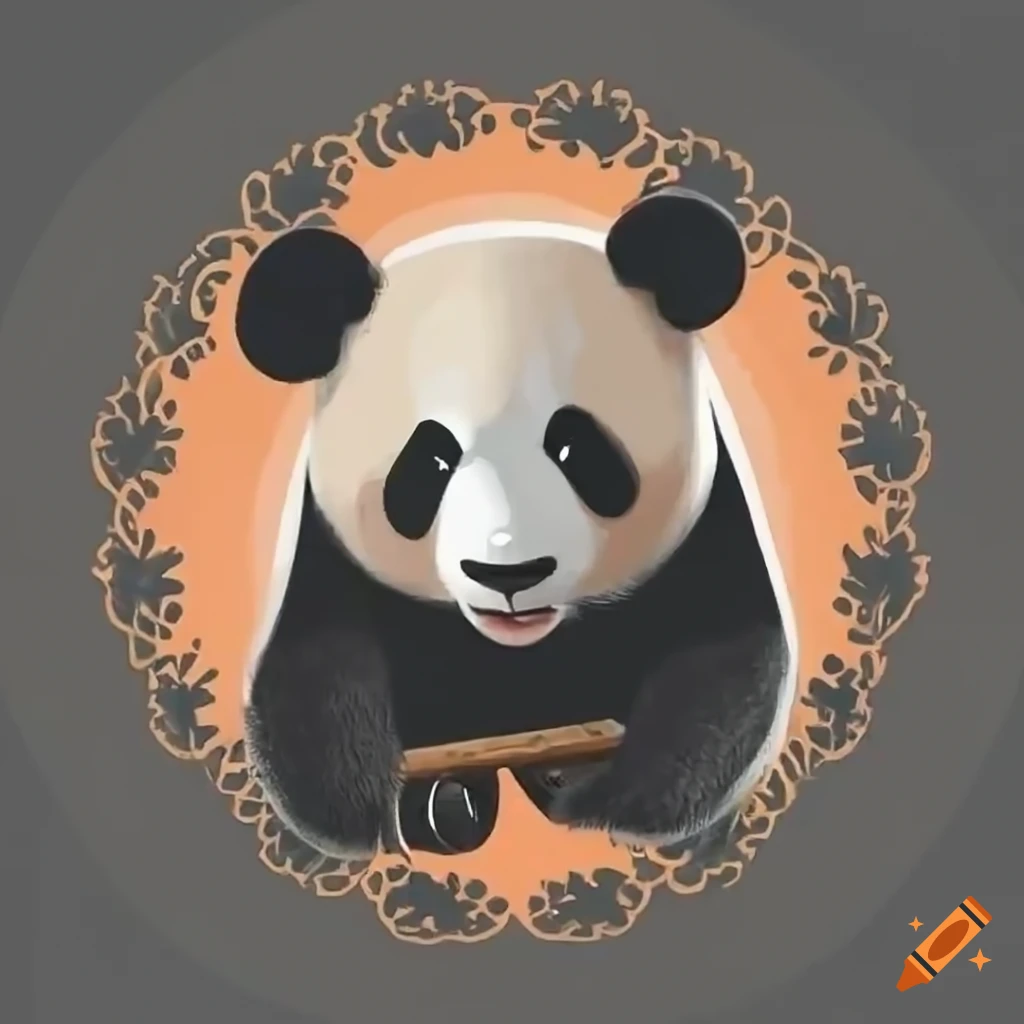 Cute panda with a bo staff in a chinese setting
