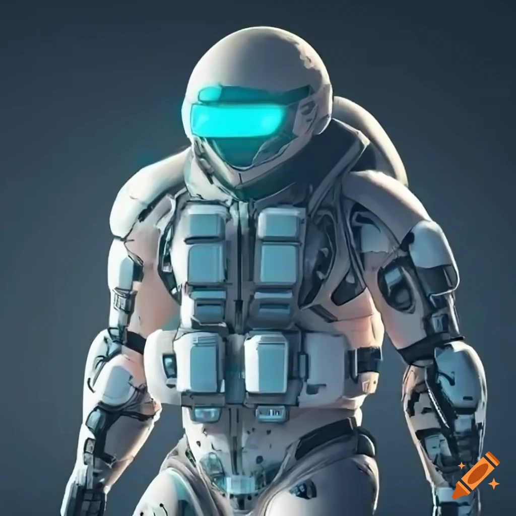 Futuristic soldier with exoskeleton on the moon on Craiyon
