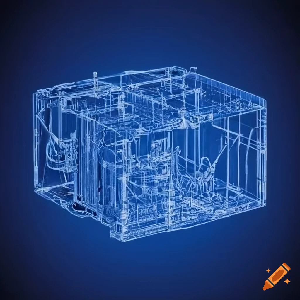 Blueprint of a box made of electrical cables