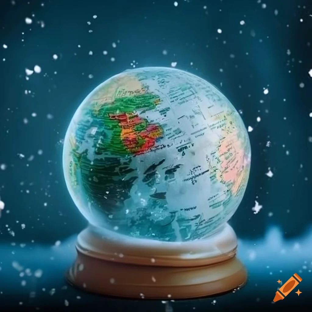 Realistic snow globe depicting a winter scene inside a Bangladeshi home ...