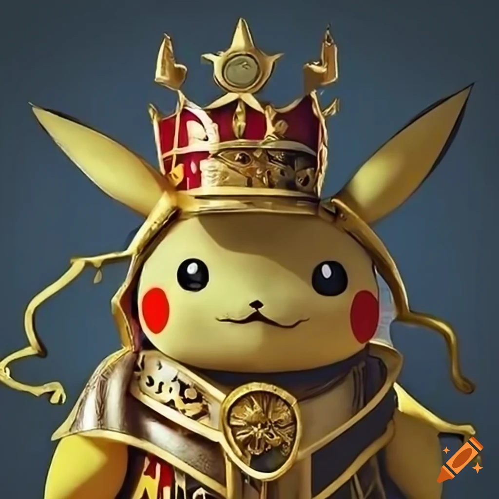 Pikachu dressed as a regal roman emperor on Craiyon