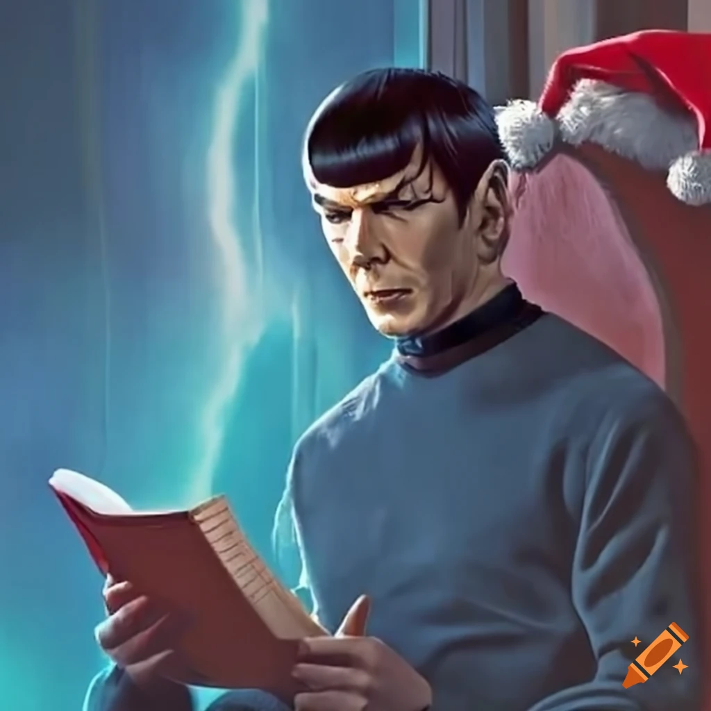 Spock reading poetry to santa claus in a hospital on Craiyon