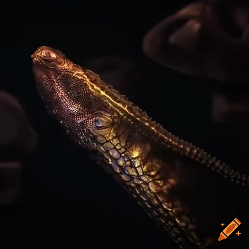 Extremely powerful reptilian organism made of titanium on Craiyon