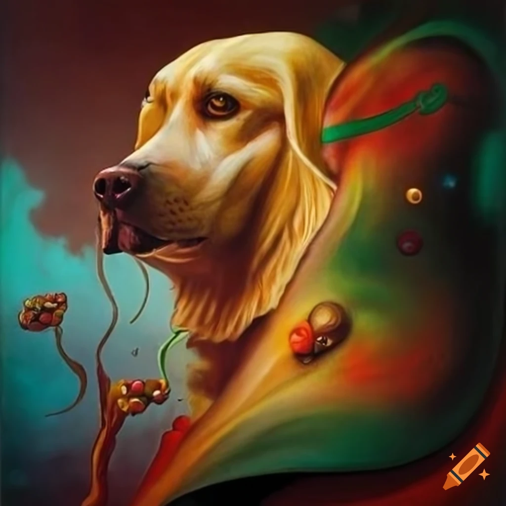 Surrealist artwork featuring a dog on Craiyon