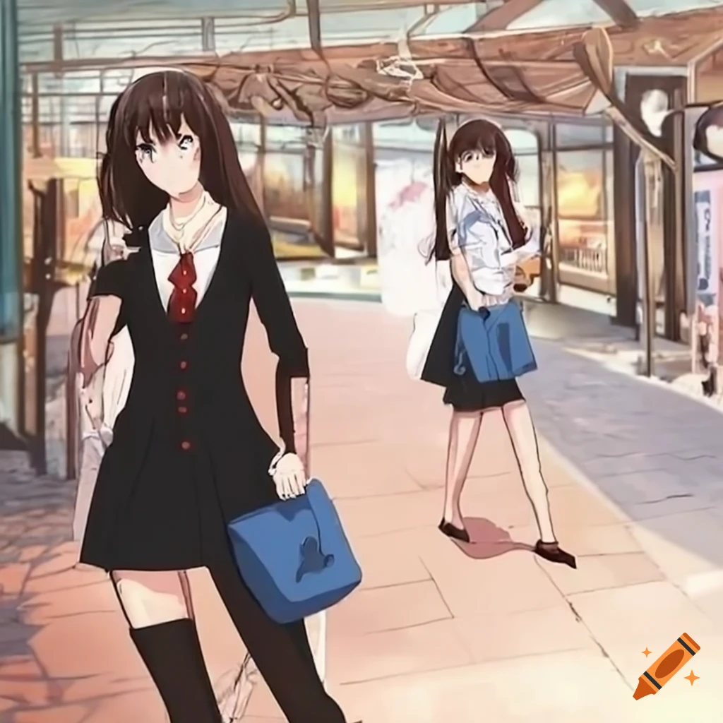 Woman waiting at train station with a longing look on Craiyon