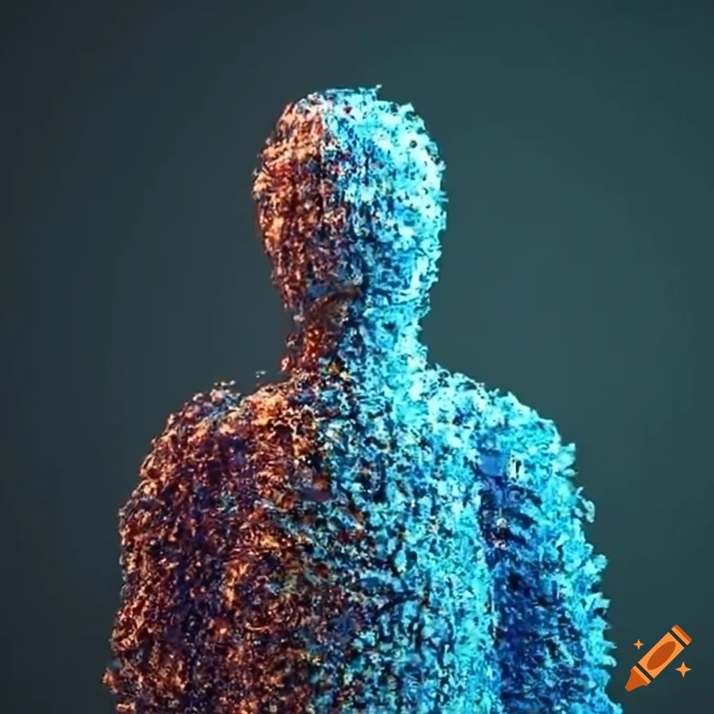 Faceless person made of tv static