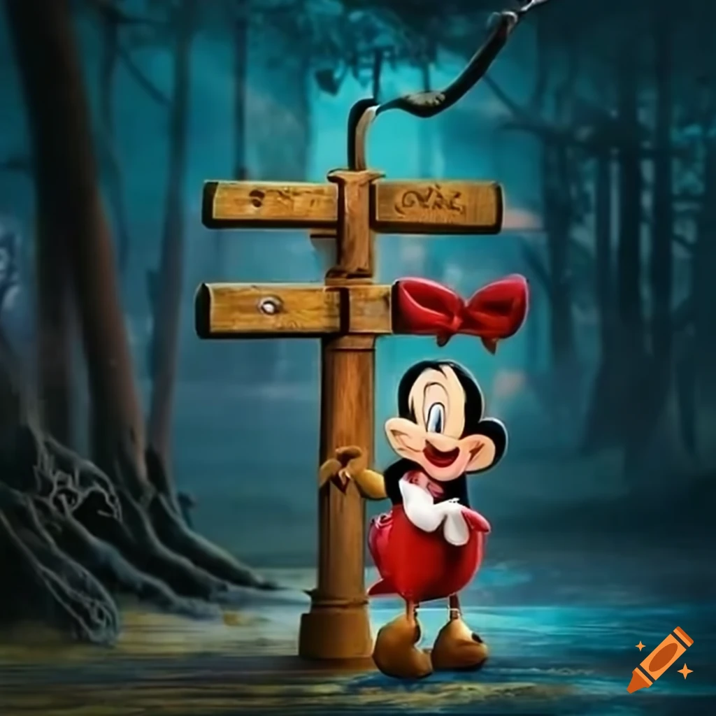 Disney style wooden signpost