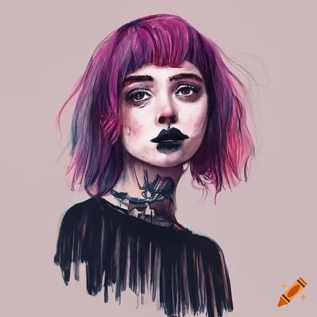 Edgy girl with bob hairstyle on Craiyon