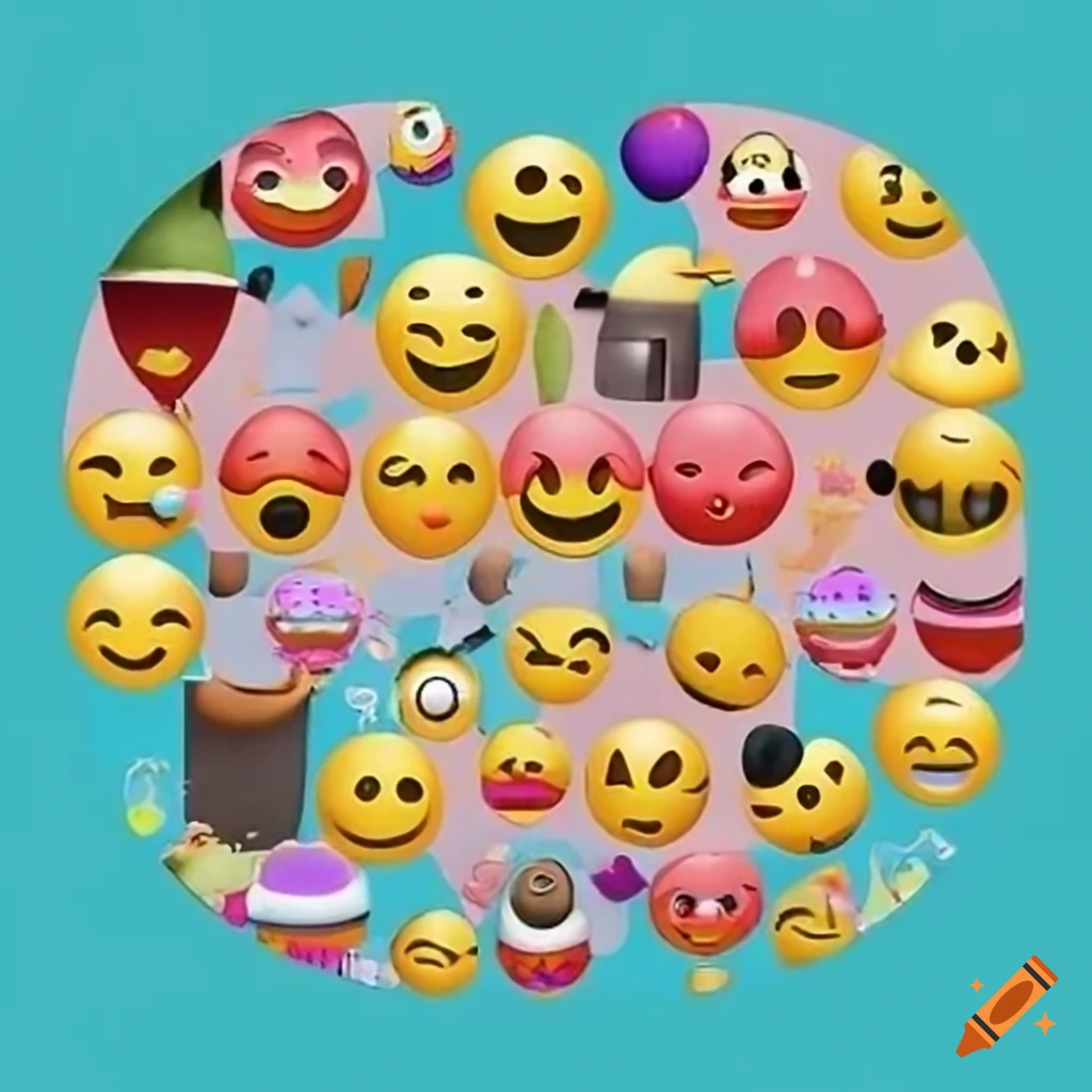 Emoji collage extravaganza with lively and eye-catching visuals on Craiyon