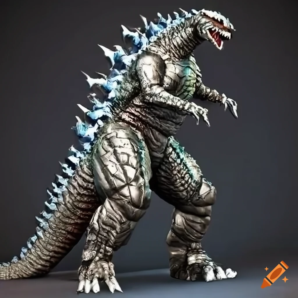 Illustration of armored godzilla on Craiyon
