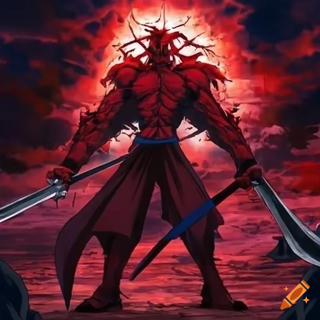 Kenshin himura fusion trigon in medieval armor with red scythe on Craiyon