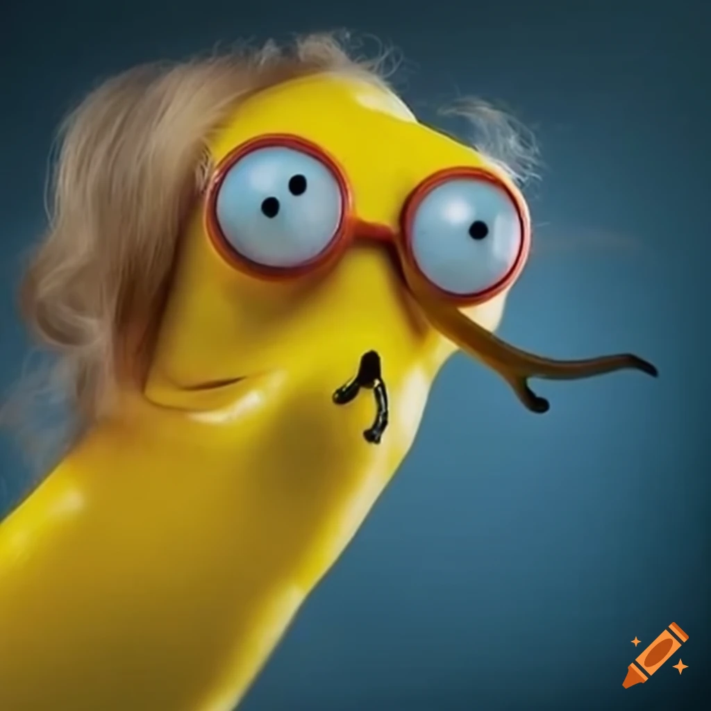Homer simpson as a slug with a mustache and long brown hair