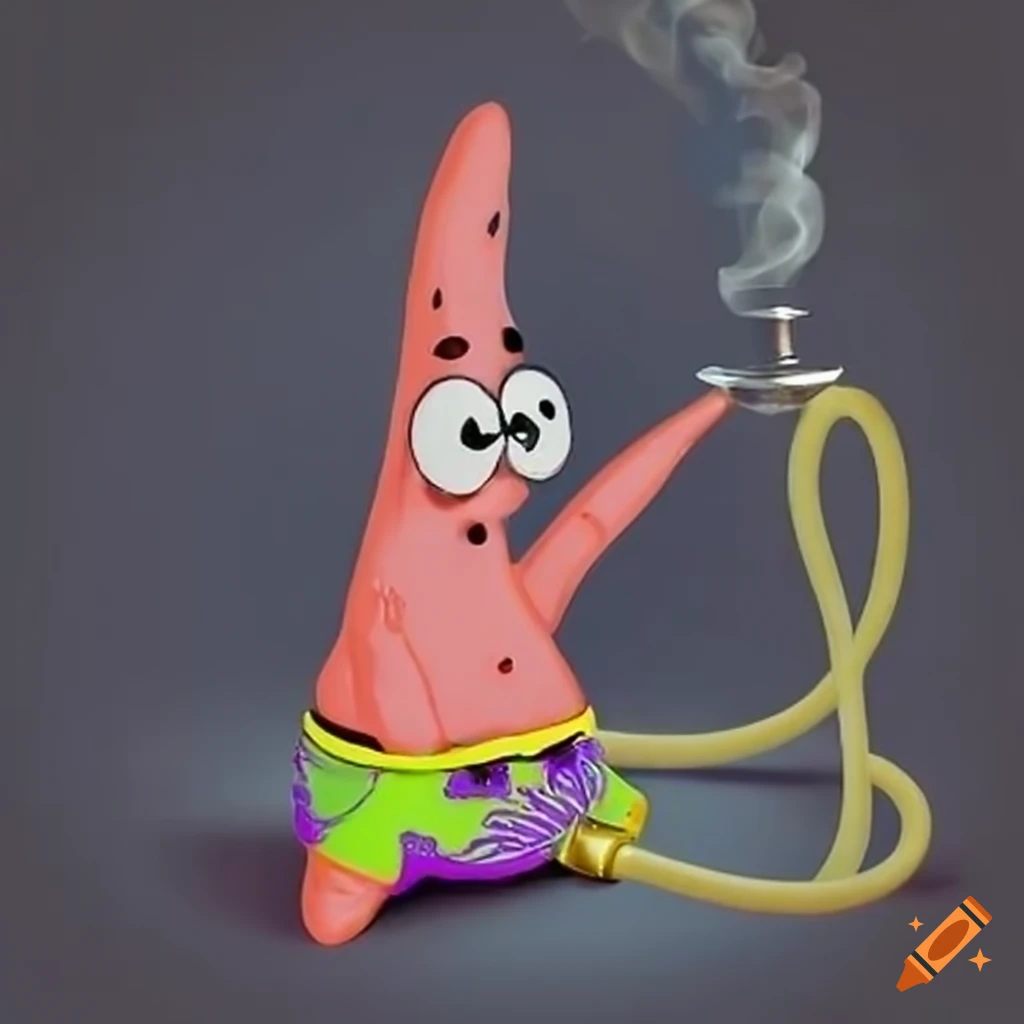 Patrick star enjoying hookah on Craiyon