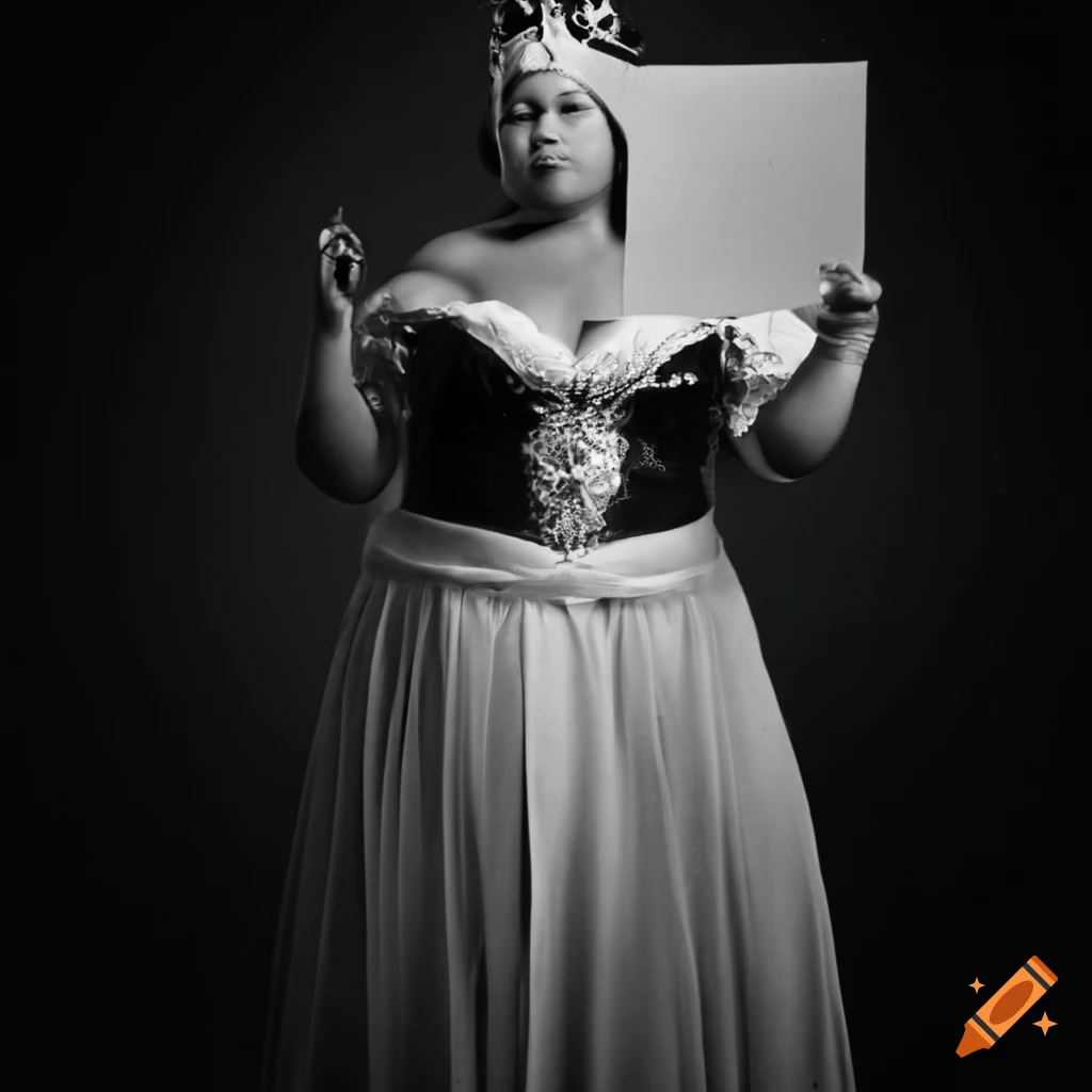 Vintage photo of a princess holding a banner on Craiyon