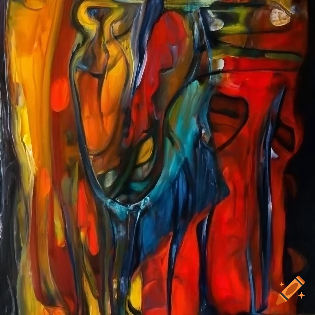 Distorted figure in abstract oil painting on Craiyon