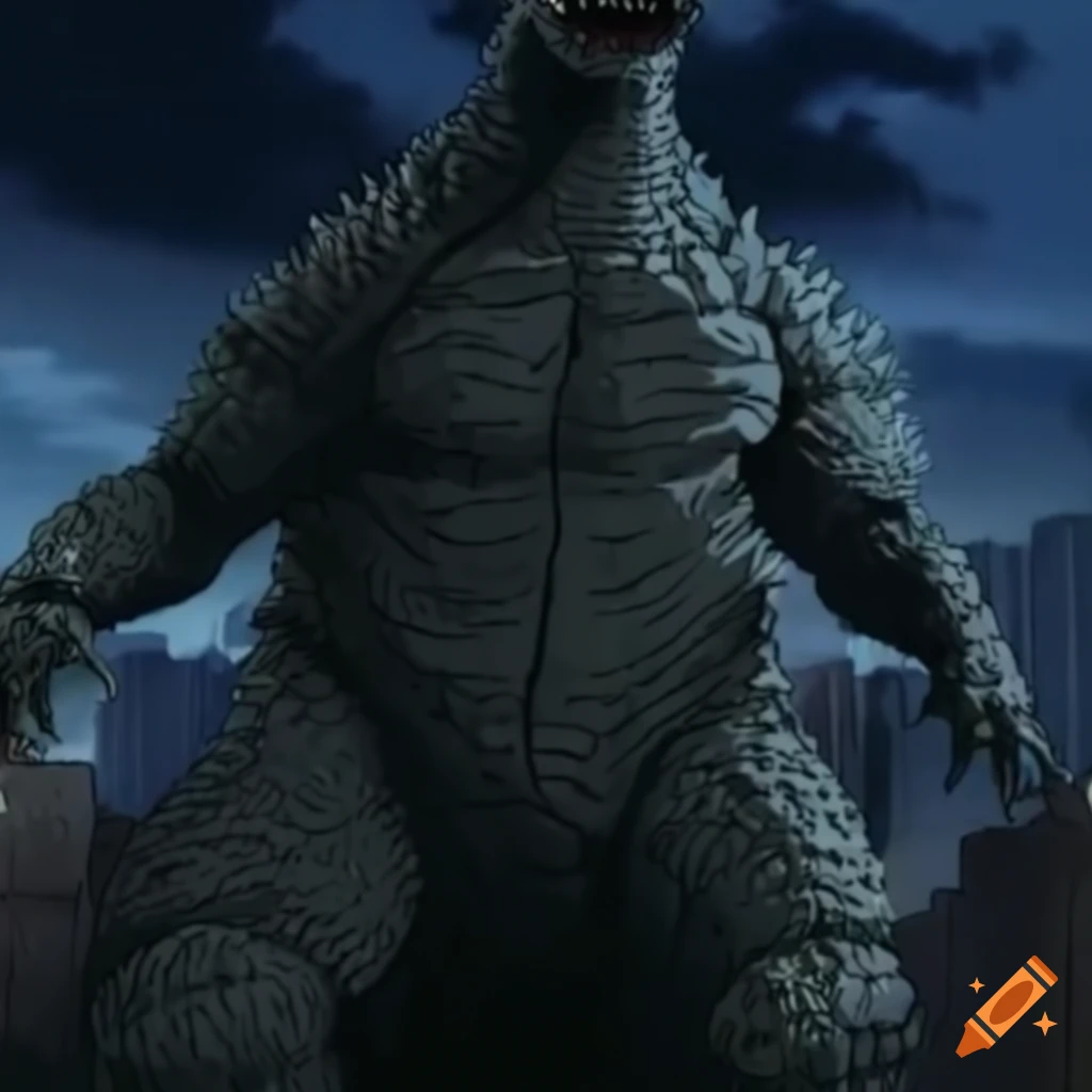 Giant monster in an anime scene