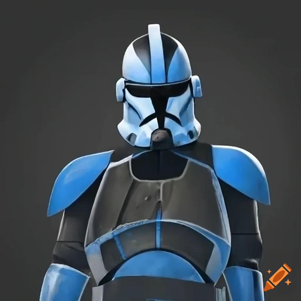 Formation of black and blue clone troopers on Craiyon