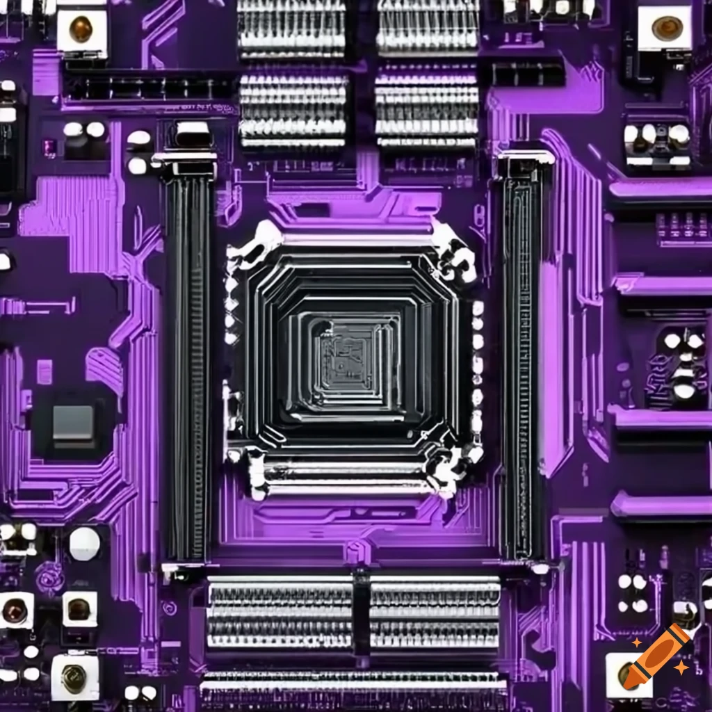 Dark purple motherboard with a built-in black screen on Craiyon