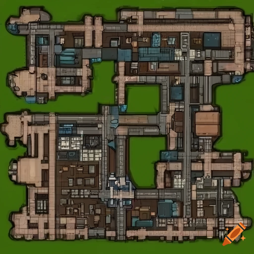 Detailed topdown city metro map for action rpg game